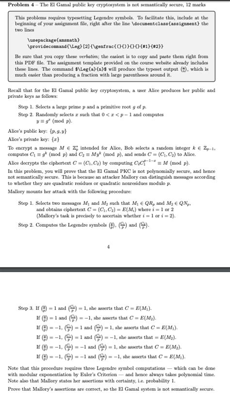 Solved Problem 4 The El Gamal Public Key Cryptosystem Is