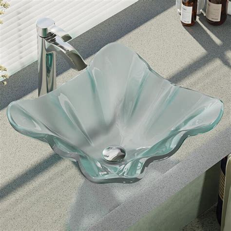 Rene Frosted Tempered Glass Vessel Irregular Modern Bathroom Sink With