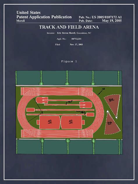 2003 Colorized Track And Field Arena Patent Print Blackboard Drawing By