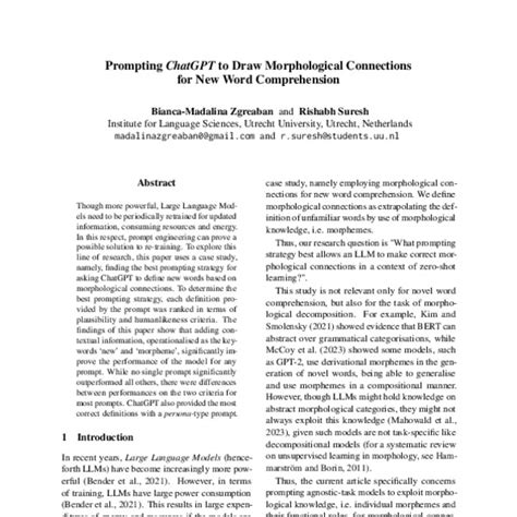 Prompting Chatgpt To Draw Morphological Connections For New Word Comprehension Acl Anthology