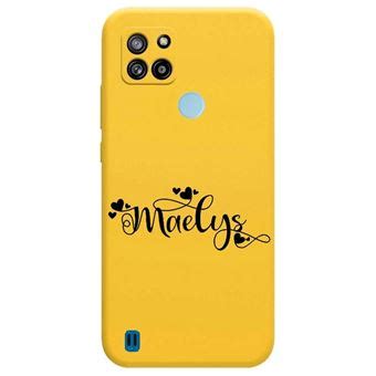 Coque Jaune Taperso Pour Realme C Y Et C Y Avec Votre Prenom Avec Motif Petit Coeur Coque
