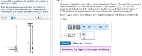 Solved Of Two Colliding Objects And The Coefficient Of