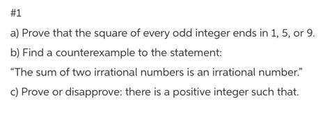 Solved A Prove That The Square Of Every Odd Integer Ends Chegg