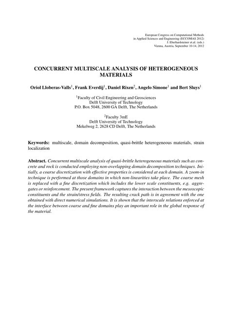 Pdf Concurrent Multiscale Analysis Of Heterogeneous Materials