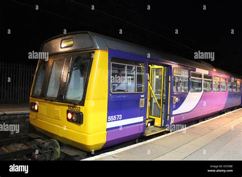 Pacer Class 142 Diesel Multiple Unit Train Seen At Night In Lancaster