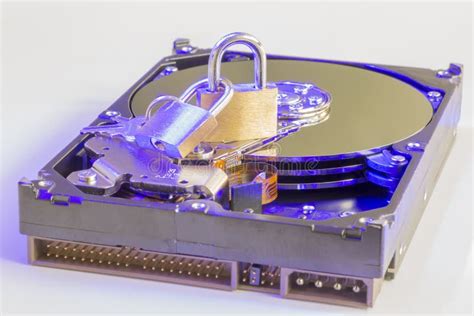 data security lock sitting on a hard disk drive stock image image of