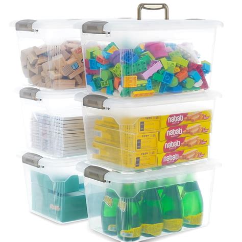 Citylife 14 Qt Storage Bins With Lids Clear Plastic Bins With Grey Handle Stackable Storage