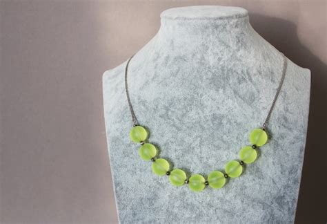 Wmf Myra Glass Necklace Vaseline Uranium Glass Krist… Gem