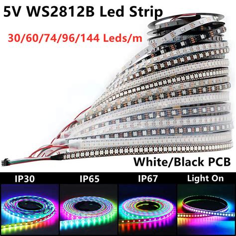 M Mét Cuộn DC V WS B Led Strip Leds M WS Đen Trắng PCB IP Địa