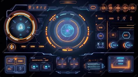 게임 배경 디자인을 위한 Sci Fi 최신 사용자 인터페이스 Elementshudgui 세트 기술 배경 디지털 데이터 생성 Ai 프리미엄 사진