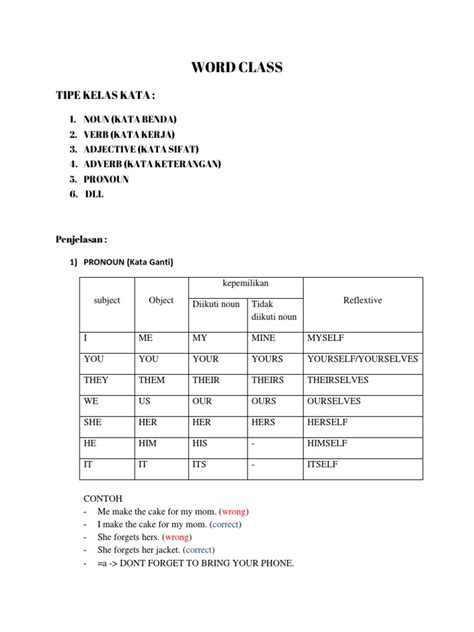Word Class Beginner Pdf Verb Noun