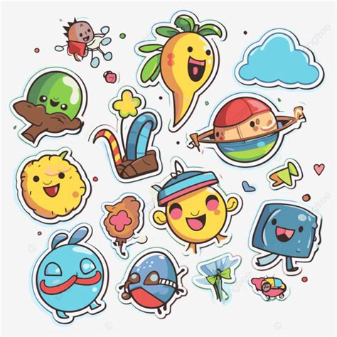 An Assortment Of Cartoon Characters Available As Stickers Clipart