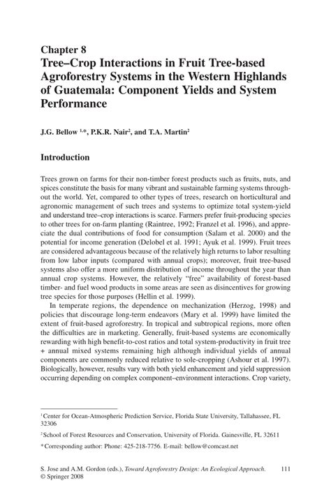 Pdf Treecrop Interactions In Fruit Tree Based Agroforestry Systems In The Western Highlands