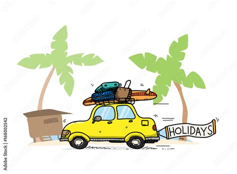 Summer Vacation Car Trip Illustration Fun And Adventure Ready 3486838