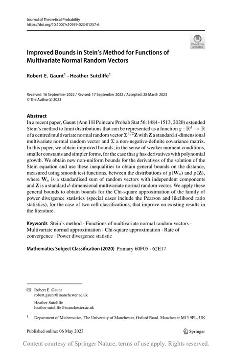 pdf improved bounds in stein s method for functions of multivariate