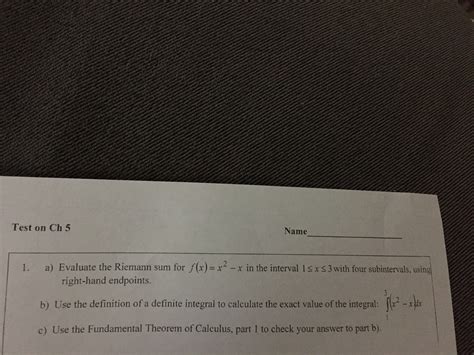 solved a evaluate the riemann sum for f x x 2 x in the
