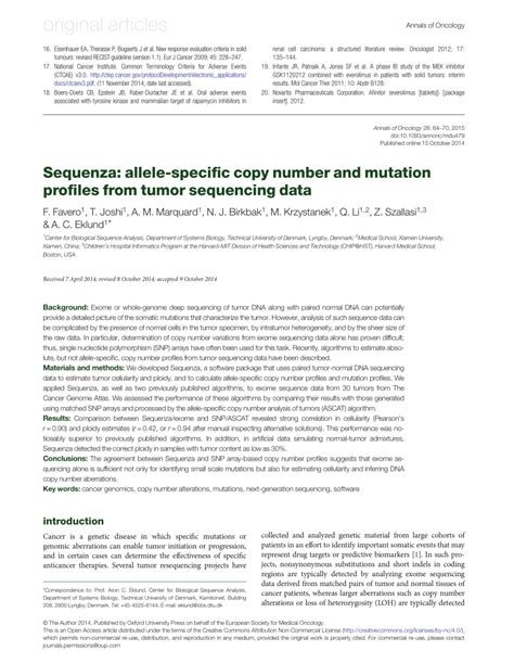 PDF Sequenza Allele Specific Copy Number And Mutation Profiles From