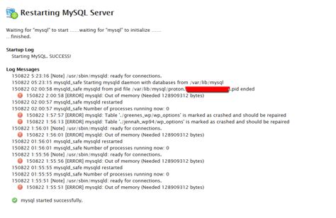 Cpanel Mariadbmysql Errors Table And Server Crashes Whm Server