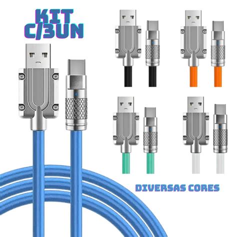 Cabos De Dados Tipo C Acabamento Em Metal Led Kapbom Ka 020 Ios Kit Com 3 Unidades Shopee Brasil