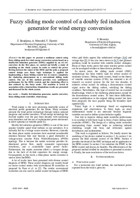 Pdf Fuzzy Sliding Mode Control Of A Doubly Fed Induction Generator