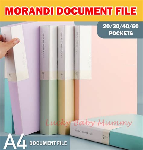 [20 30 40 60 Pockets] Morandi Pvc Document Folder A4 Size File Clear Pockets Paper Organizers