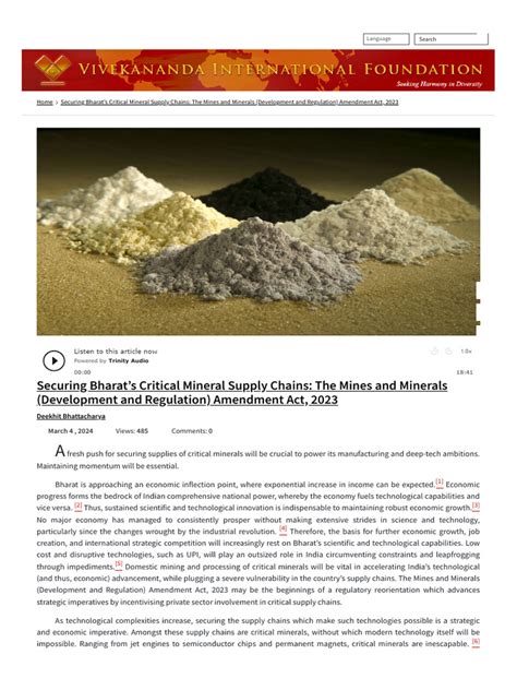 Securing Bharats Critical Mineral Supply Chains Pdf Mining Metals