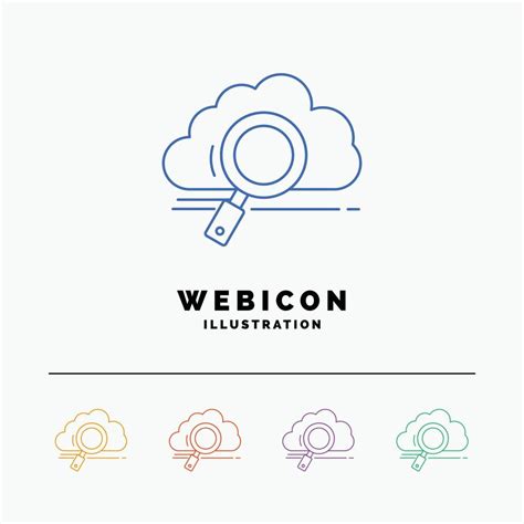 cloud search storage technology computing 5 color line web icon template isolated on white