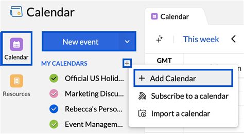 Add Calendars Zoho Mail
