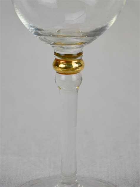 Set Of 6 Antique Wine Glasses With Gold Trim Crystal Chez Pluie