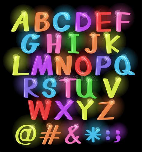 Neon Farbige Buchstaben Vektor Abbildung Illustration Von Schriftkegel