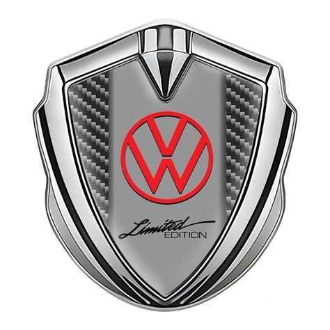Vw Emblem Trunk Badge Silver Dark Carbon Frame Limited Edition Metal