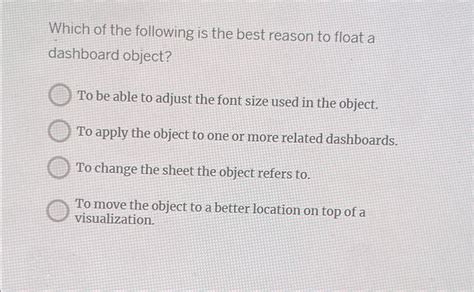 Solved Which Of The Following Is The Best Reason To Float A Chegg