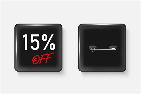 벡터 3d 현실적인 사각형 블랙 메탈 플라스틱 빈 빈 버튼 배지 아이콘 세트 격리 브랜딩 목업을 위한 템플릿 3차원 형태에 대한