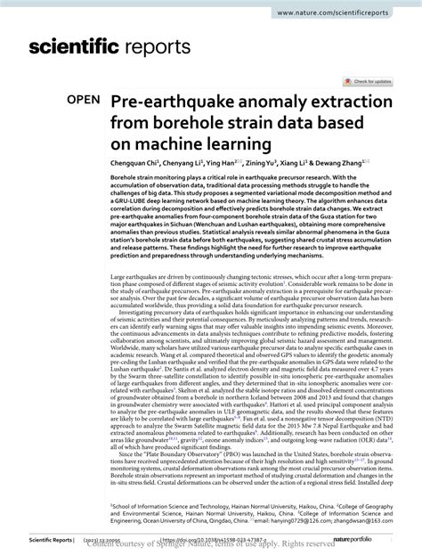 Pdf Pre Earthquake Anomaly Extraction From Borehole Strain Data Based