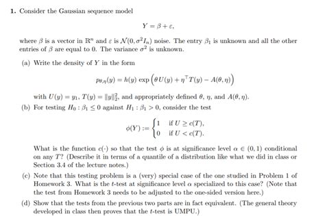 1 Consider The Gaussian Sequence Model Y Be