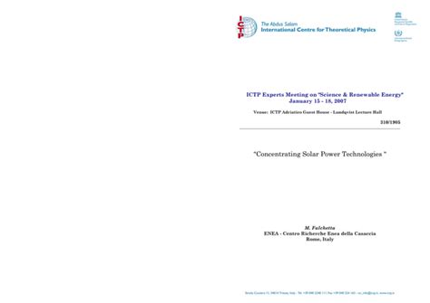 Concentrating Solar Power Technologies
