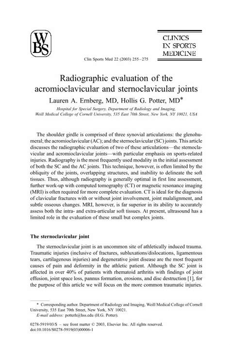 Pdf Radiographic Evaluation Of The Acromioclavicular And
