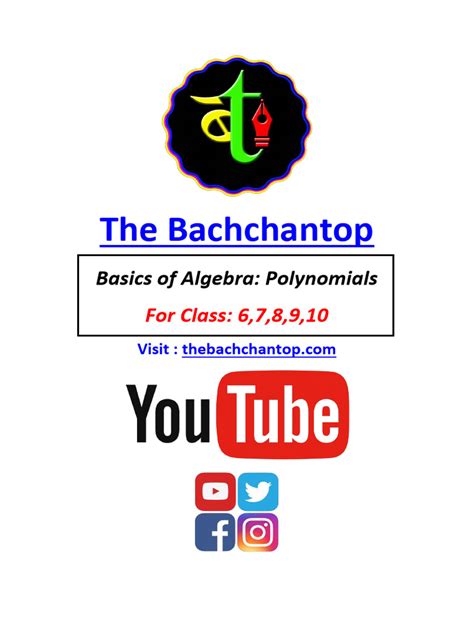 Basics Of Algebra Polynomials Pdf Polynomial Factorization