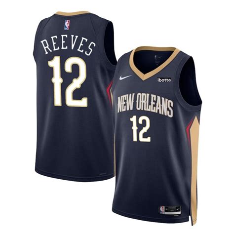 Mens New Orleans Pelicans 12 Antonio Reeves Navy 2024 Draft Icon