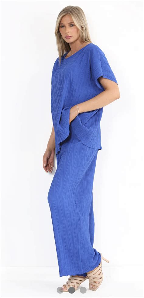 Crinkle Two Piece Outfit Blue