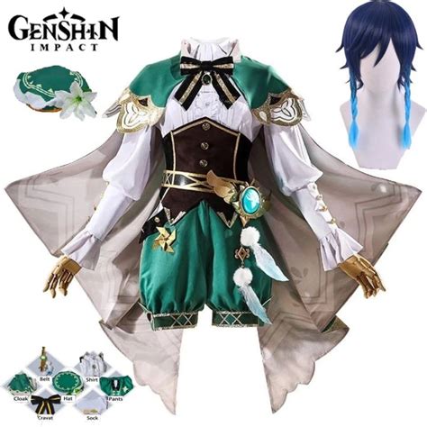 ชุดคอสเพลย์ เกม Genshin Impact Venti Barbatos พร้อมวิกผม สําหรับผู้หญิง