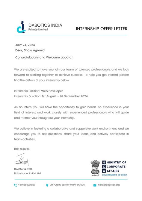 Shalu Agrawal On Linkedin Dabotics Internship Internshipoffer