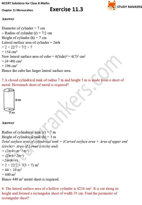 NCERT Solutions For Class 8 Maths Ch 11 Mensuration Exercise 11 3