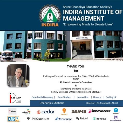 Dhananjay Shahane On Linkedin Thanks To Indira Institute Of Management Pune For Inviting Me As…