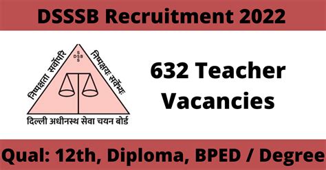 Dsssb Recruitment 2022 Apply Online For 632 Domestic Science Teacher