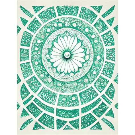 Art Nouveau Monochrome Emerald Green Abstract Mandala Unframed Wall Art Print Poster Home Decor