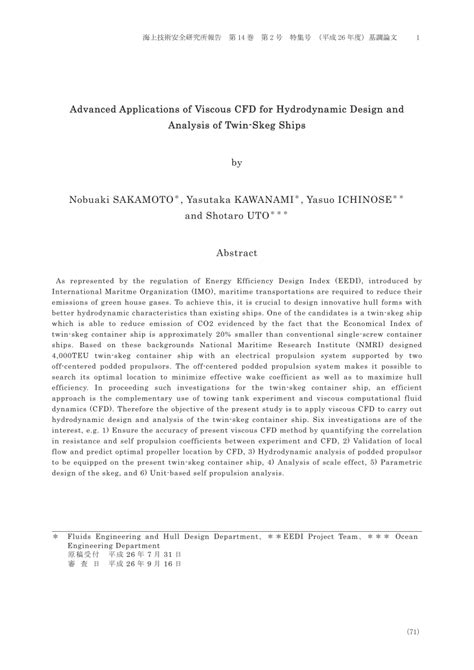 Pdf Advanced Applications Of Viscous Cfd For Hydrodynamic Design And