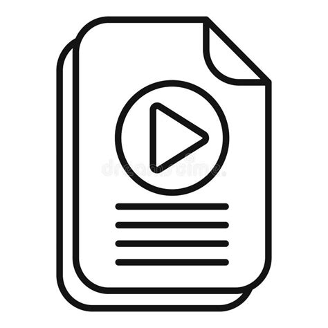 Multimedia Icon With Play Button Document Outline Stock Vector