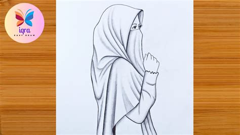 How To Draw A Girl Wearing Hijab For Beginners A Muslim Girl With