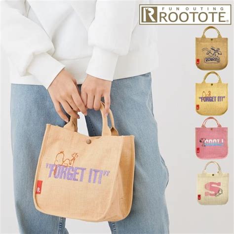 ルートート セール 50％off Rootote トートバッグ スヌーピー Rootote ピーナッツ スクエア ジュート 8321